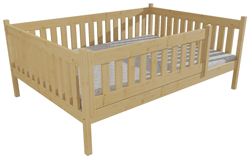 Vomaks Dětská postel M 012 XL NEW* se zábranou Rozměr: 120 x 200 cm, Barva: surové dřevo