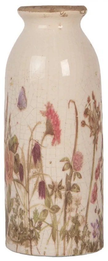 Keramická váza s lučními květy Flowers of Love - Ø 8*20 cm