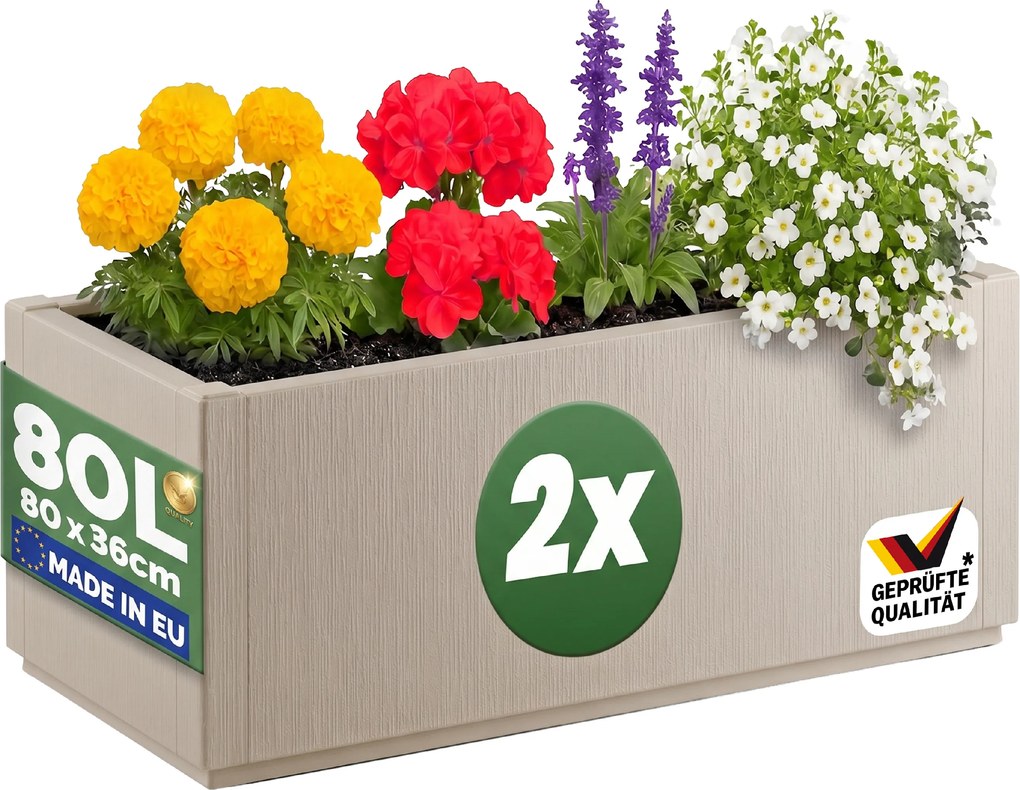 Květináč Ethica sada 2 ks křídově bílý plast 80x36x36cm