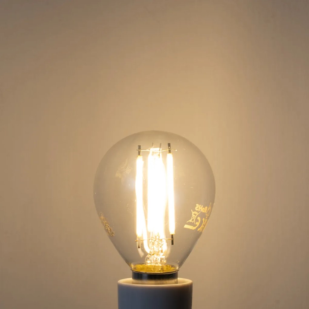 Sada 5 stmívatelných LED filamentových žárovek E14 G45, čiré, 4W 470LM 2700K