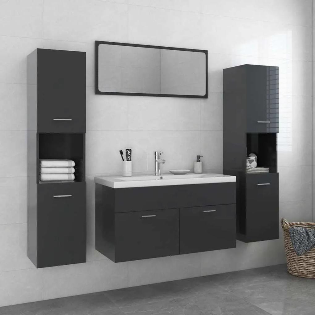 vidaXL Set koupelnového nábytku dřevotříska [3071069] Barva: Černá