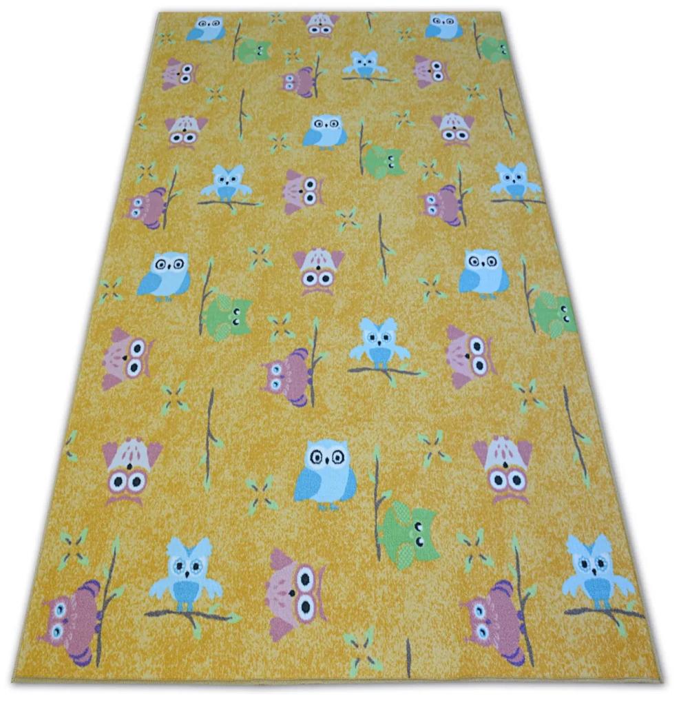 Dywany Lusczow Dětský kusový koberec LITTLE OWL žlutý, velikost 400x400