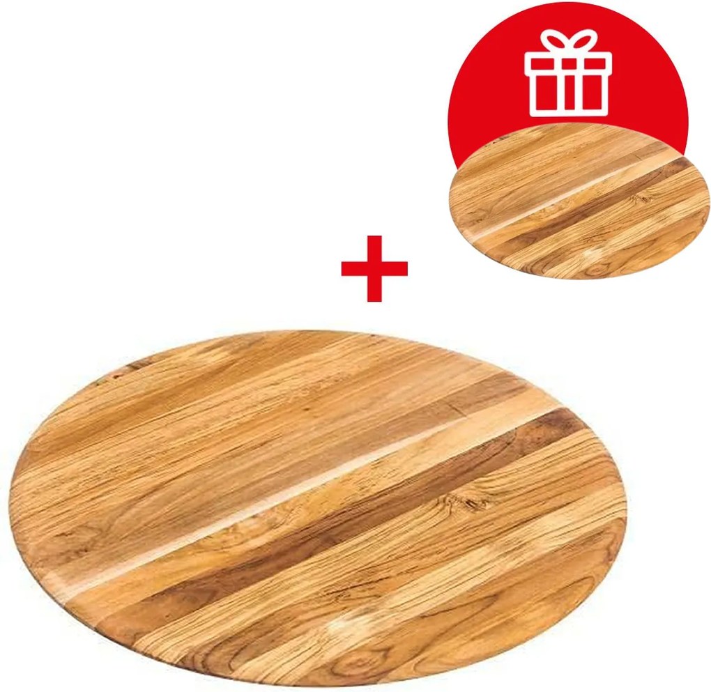 Teak Haus Kulaté prkénko na krájení a servírování Elegant, velikost L, 46 x 1,5 cm, přírodní teak 208