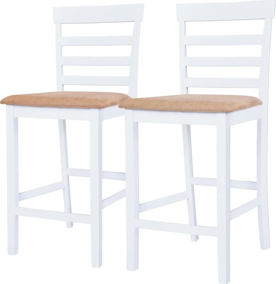 vidaXL Barový stůl a židle sada 3 kusů z masivního dřeva [275233] Barva: tmavě hnědá a bílá