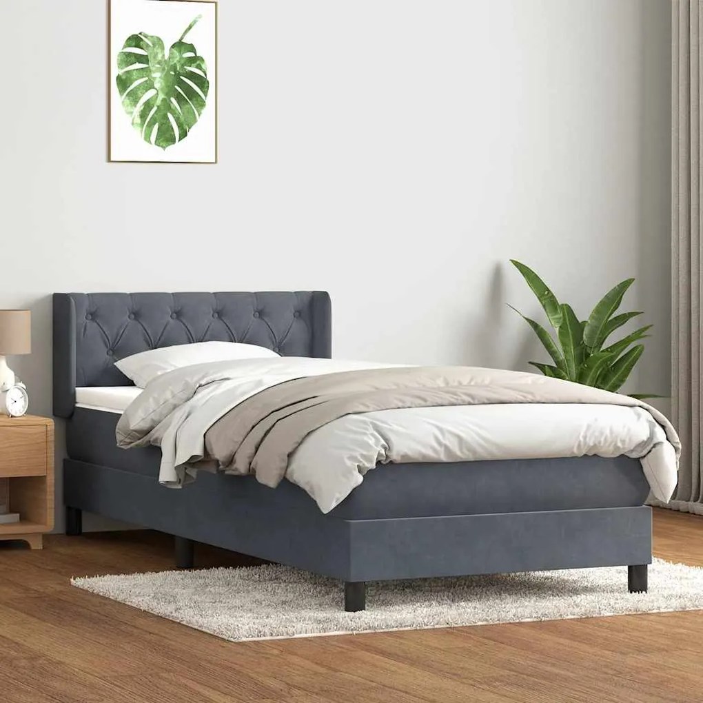 Box spring postel s matrací tmavě šedá 80x220 cm samet 3318388