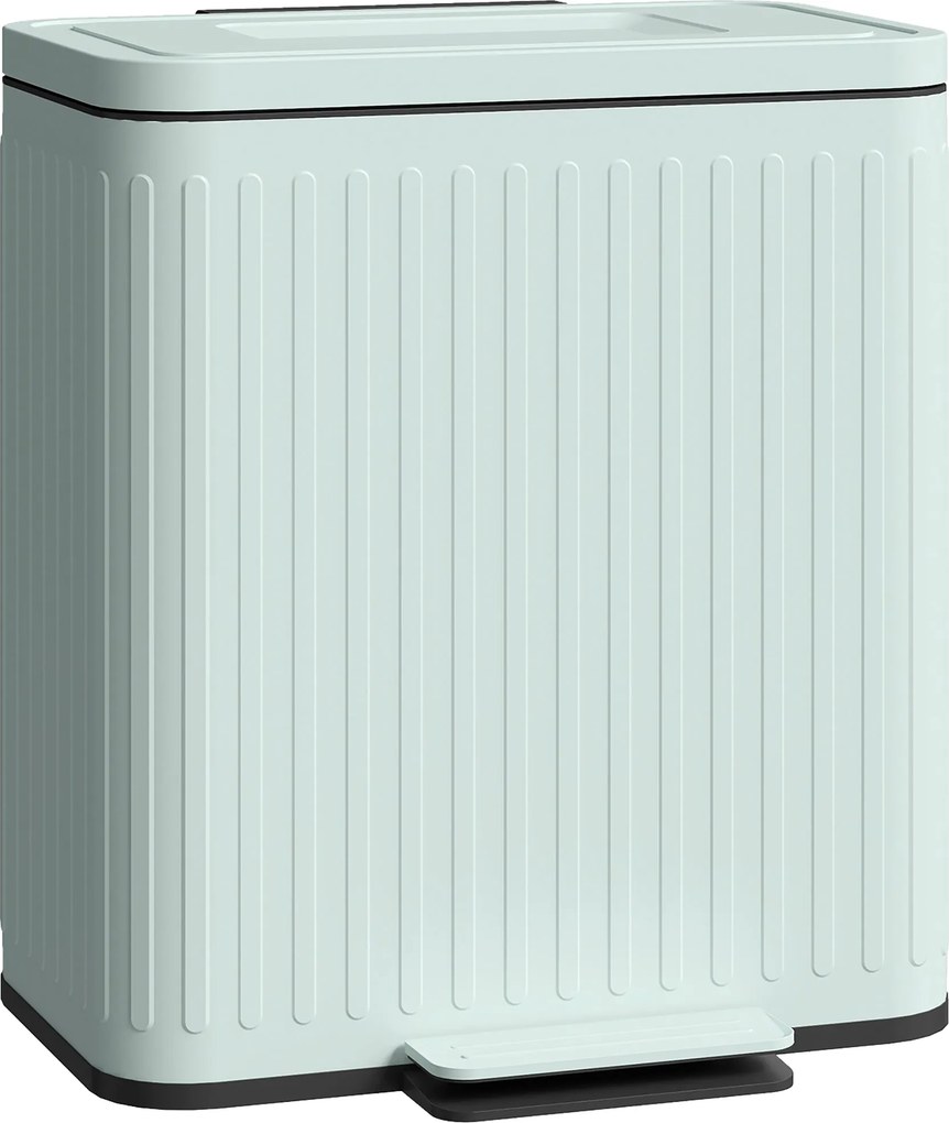 HOMCOM 40 l dvoukomorový pedálový odpadkový koš — 2 × 20 l, tlumené dovírání, držení víka, vyjímatelné vložky — Aosom