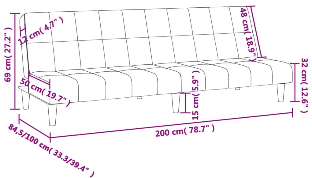 2místná rozkládací pohovka světle šedá textil - Default Title