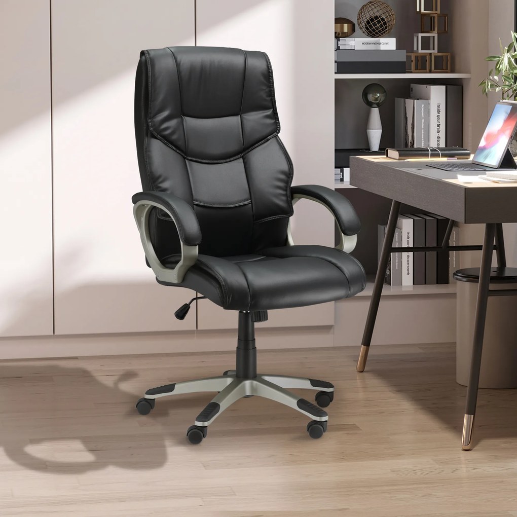 Kancelářská židle HOMCOM výškově nastavitelná 114-124H cm, s funkcí houpání, ergonomická kancelářská židle