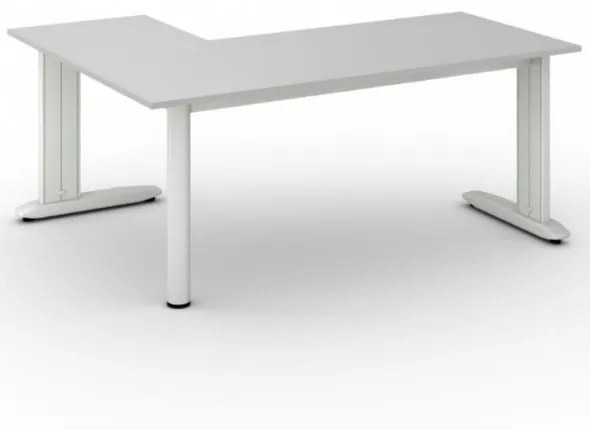 Rohový kancelářský psací stůl PRIMO FLEXIBLE, 1800 x 1400 mm, šedá