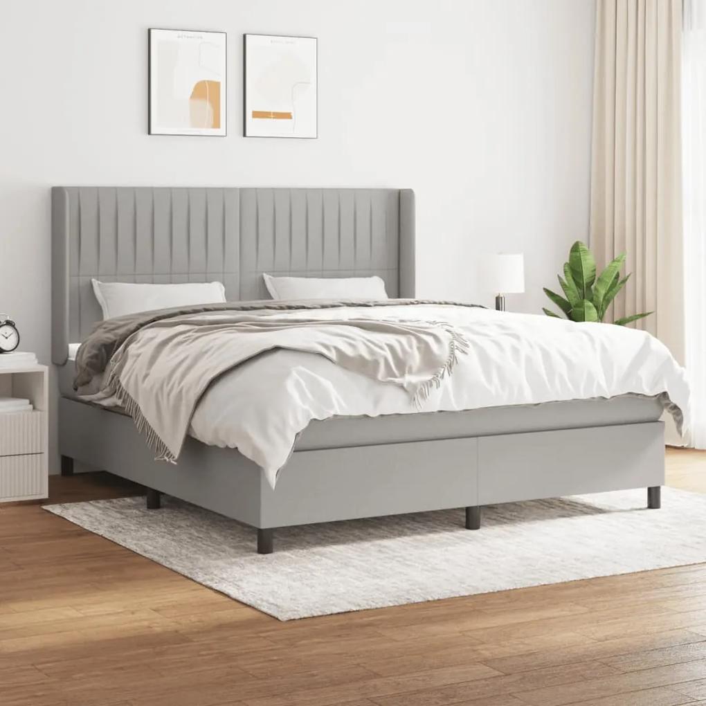 Box spring postel s matrací světle šedá 180 x 200 cm textil,  3131609