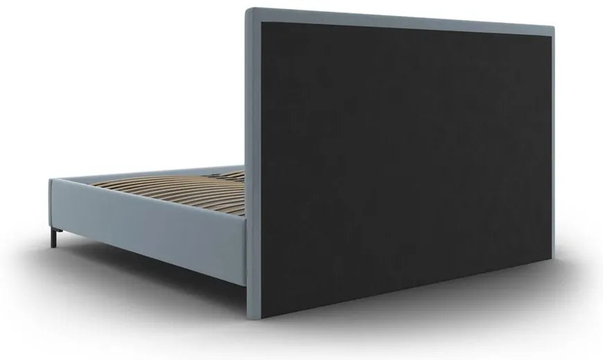 Světle modrá čalouněná dvoulůžková postel s úložným prostorem s roštem 140x200 cm Casey – Mazzini Beds