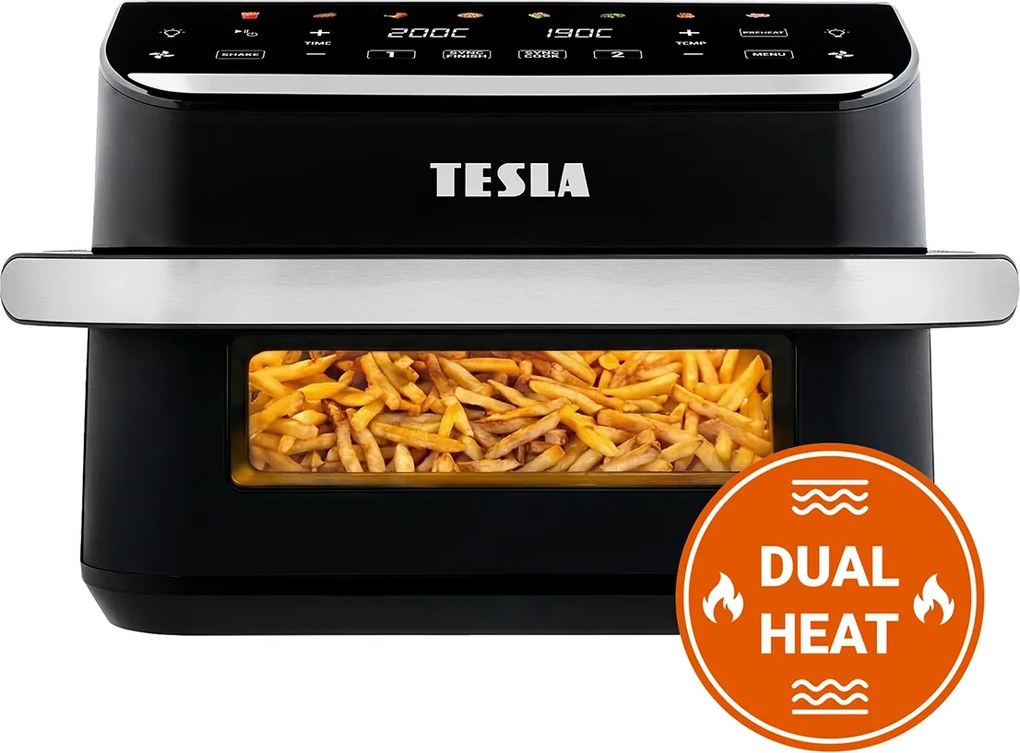 TESLA AirCook DualHeat QD575 XXL - multifunkční duální digitální horkovzdušná fritéza
