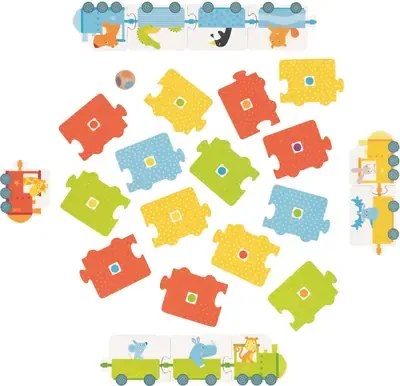 GOKI Puzzle hra s kostkami Vláčky / od 2 let