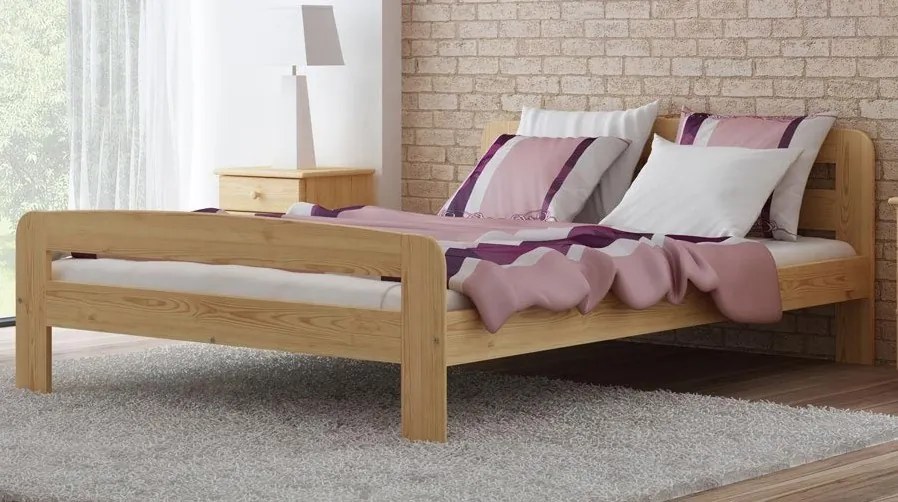 ImportWorld Dřevěná postel Nora 140x200 + rošt ZDARMA - borovice