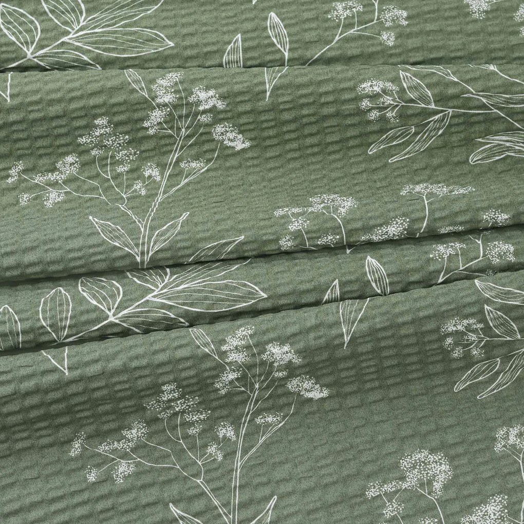 Goldea krepové povlečení - bylinkové lístky 140 x 220 a 70 x 90 cm