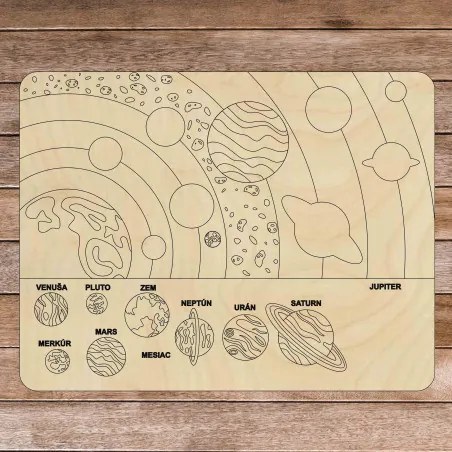 Dřevěné montessori puzzle - Sluneční soustava 10 dílků | SENTOP H022