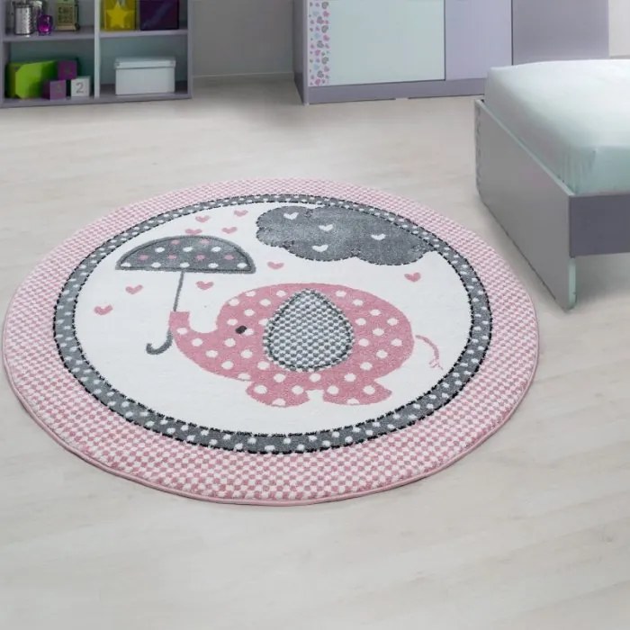 Dětský koberec Kids 570 pink Kulatý průměr 160 cm
