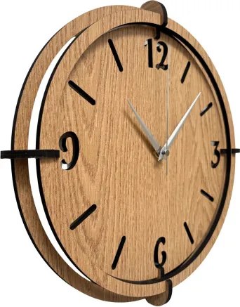 3D Nástěnné hodiny Zlatý dub, tiché, moderní | SENTOP HDF0601-OAK
