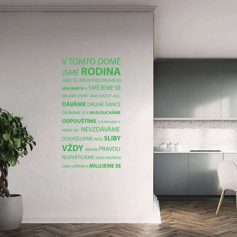 GLIX Rodinná pravidla - samolepka na zeď Oranžová 50 x 100 cm