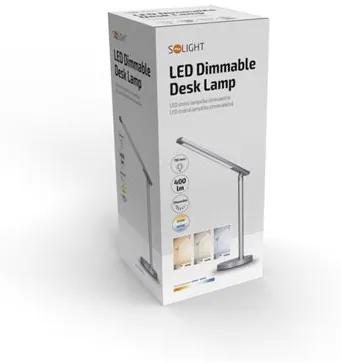SOLIGHT LED stolní lampička stmívatelná 7W/3000K-6000K/400Lm, stříbrná