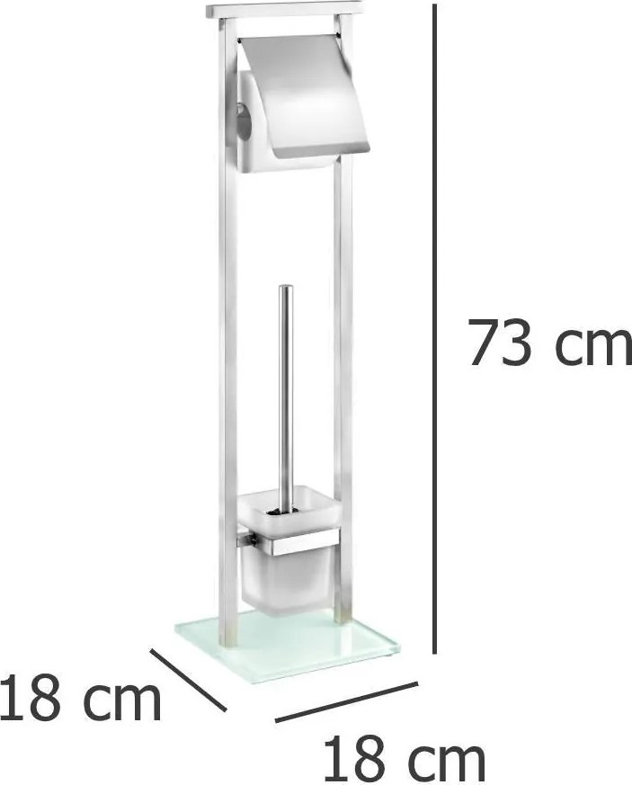 Držák toaletního papíru a toaletní kartáč se skleněnou nádobou, stojan na koupelny - WENKO