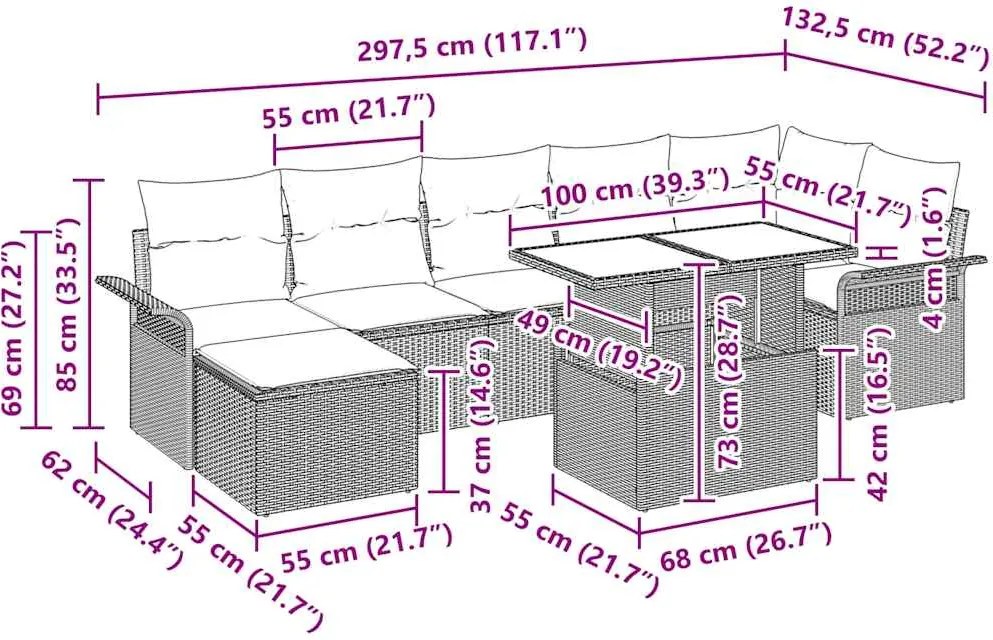 Sada zahradních pohovek 8 ks Světle šedá 3357065