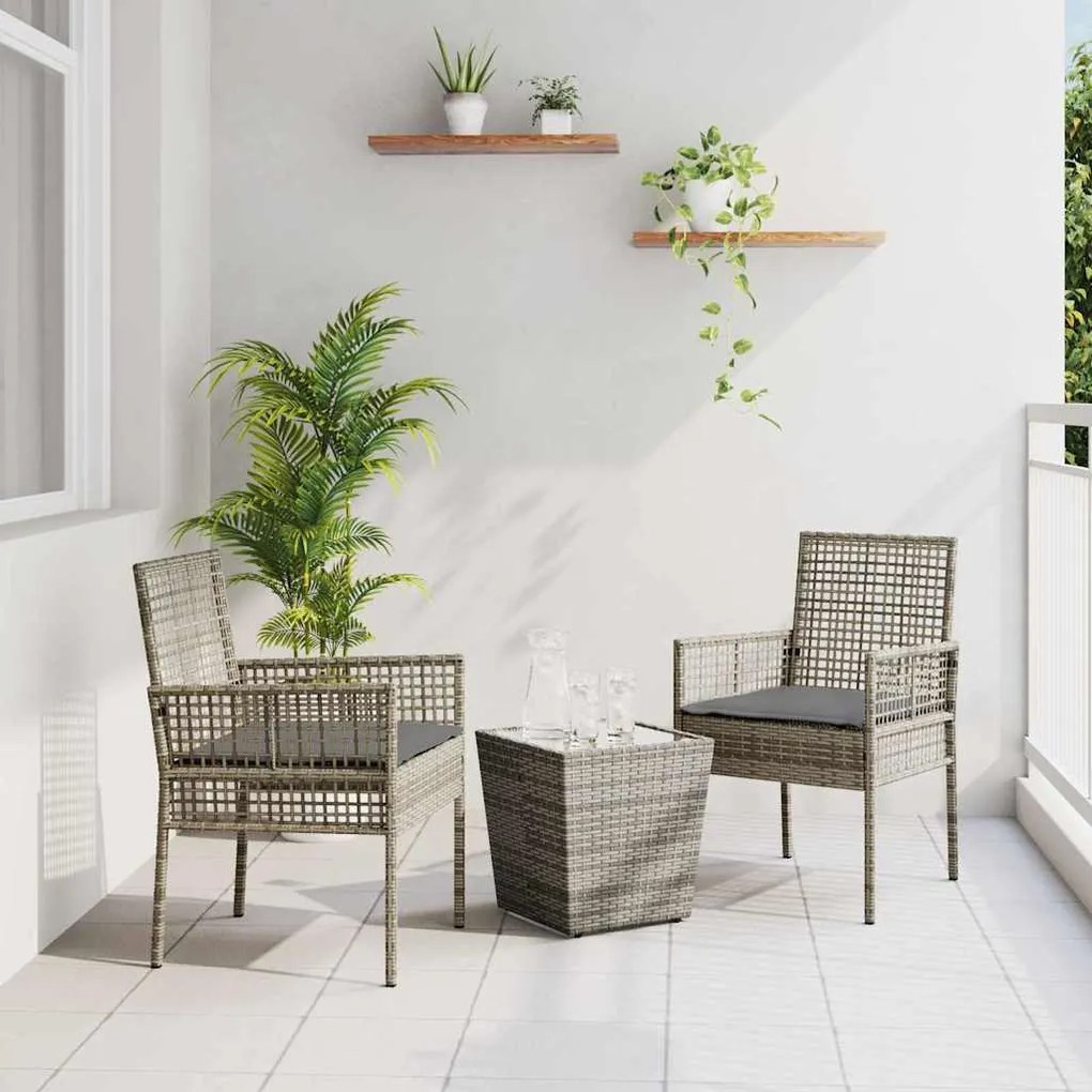 Zahradní bistro set 3 ks Šedá polyratan 3334957