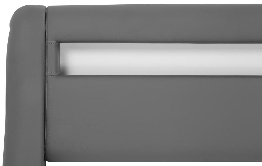Postel šedá kožená 180x200 cm s LED osvětlením AVIGNON Beliani