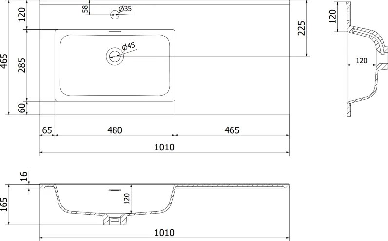 Mexen Rivel, koupelnová skříňka 100 cm s levým umyvadlem Otis, 2S, 1D, drážkovaná, grafitová/bílá matná, 91A23-10047-3-BBFFF66-W18L01