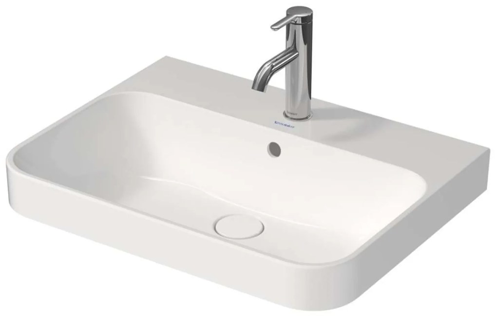 Duravit Happy D.2 Plus - Umyvadlo na desku, 60x46 cm, s přepadem, s otvorem pro baterii, WonderGliss, bílá 23606000001