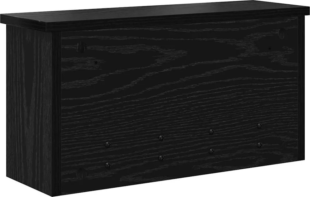 věšák, nástěnný, 3 poličky, háčky, kompozitní dřevo, 26x50x16 cm, černý dub, Dekorino TK20260020