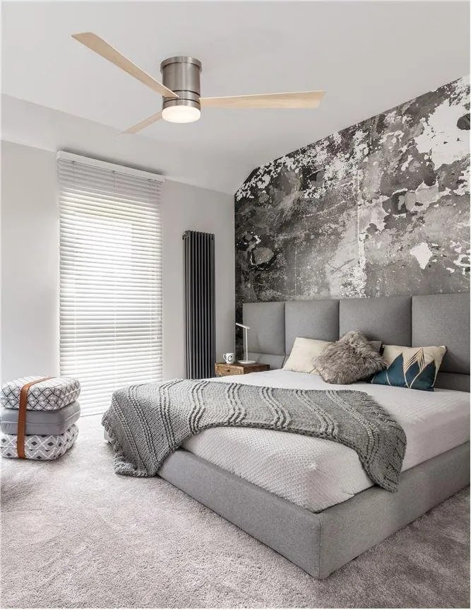 NV 9953016 Stropní ventilátor se světlem SATIN broušený nikl ocel a sklo dřevěné listy 5 rychlostí 35W LED 18W 3000K - NOVA LUCE