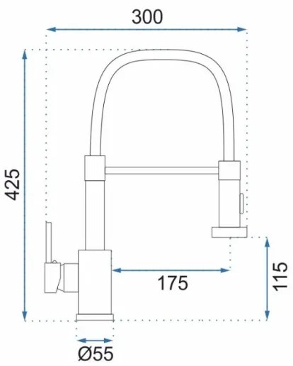 REA-B4820 - Dřezová baterie s vytahovací sprškou COLIN 42,5 cm černá