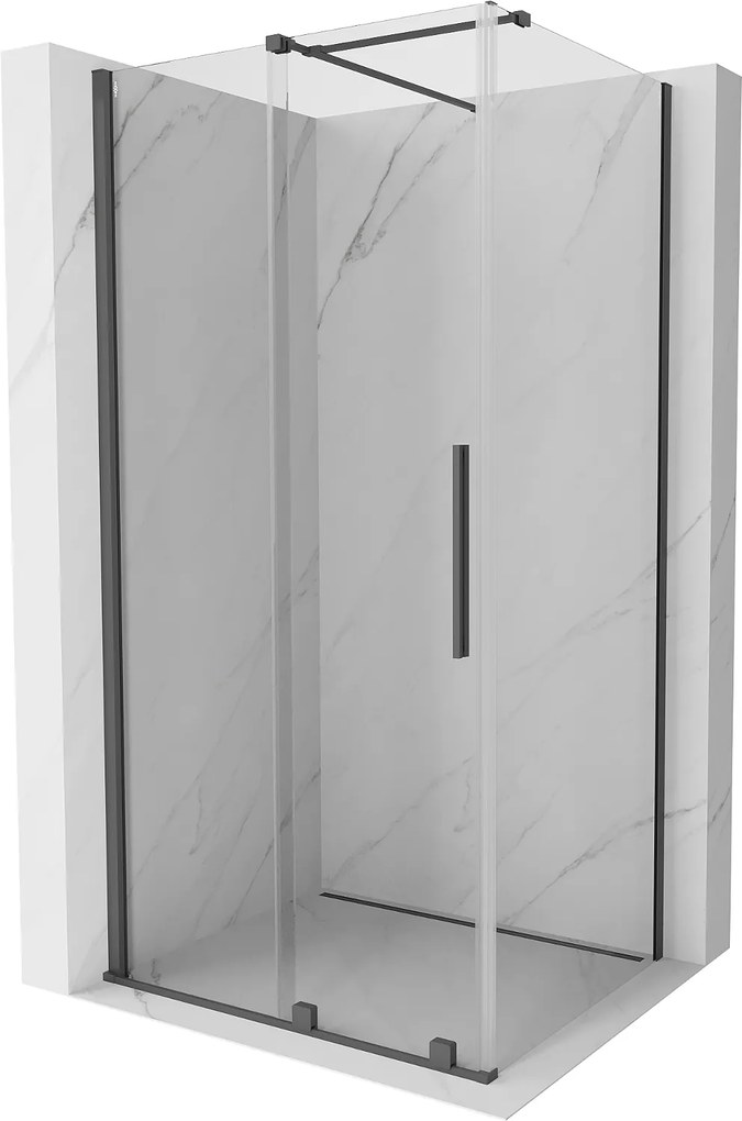 Mexen Velar, sprchový kout s posuvnými dveřmi 110(dveře) x 120(stěna) cm, 8mm čiré sklo, grafitová matná, 871-110-120-01-66