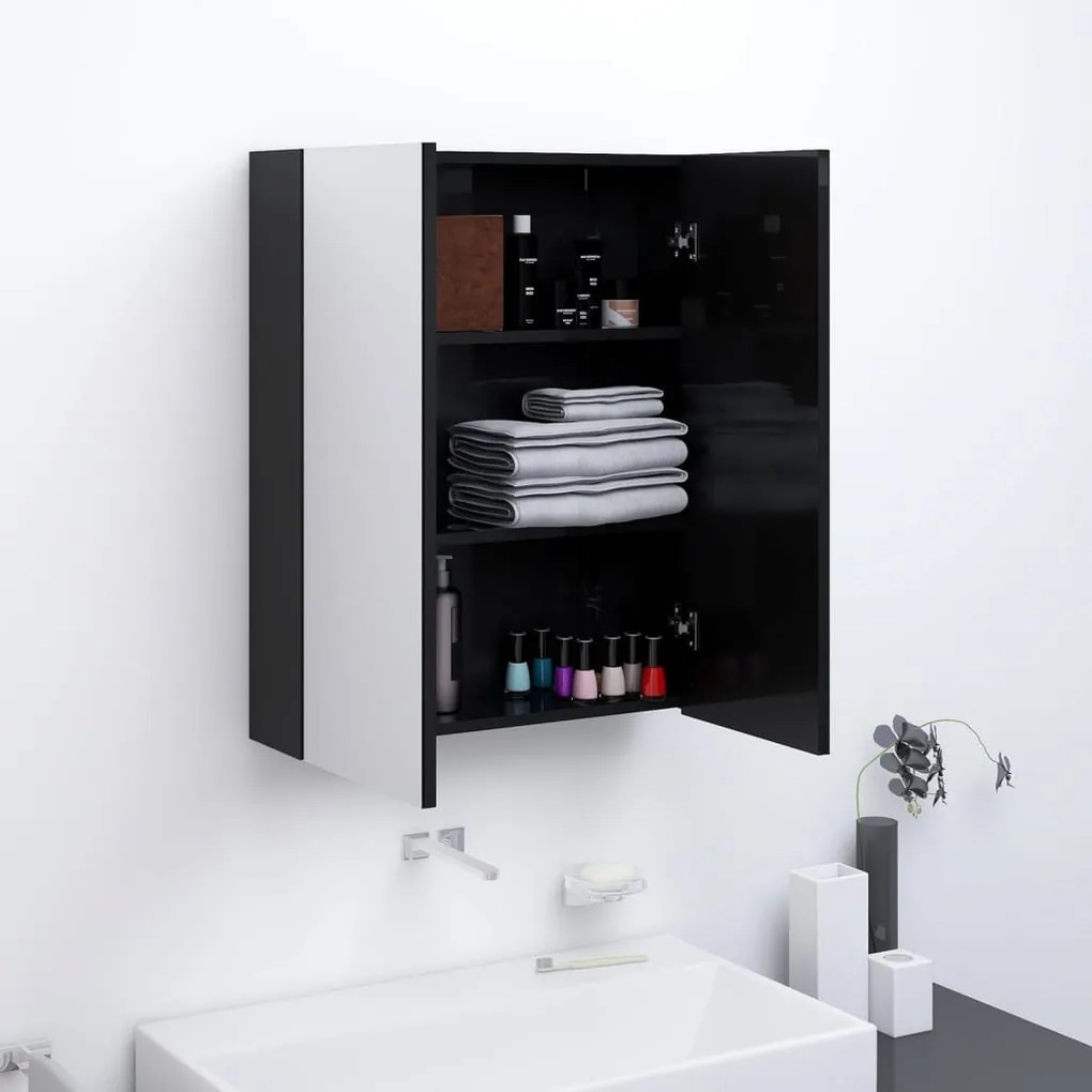 Koupelnová skříňka se zrcadlem 60 x 15 x 75 cm MDF zářivě černá 331524