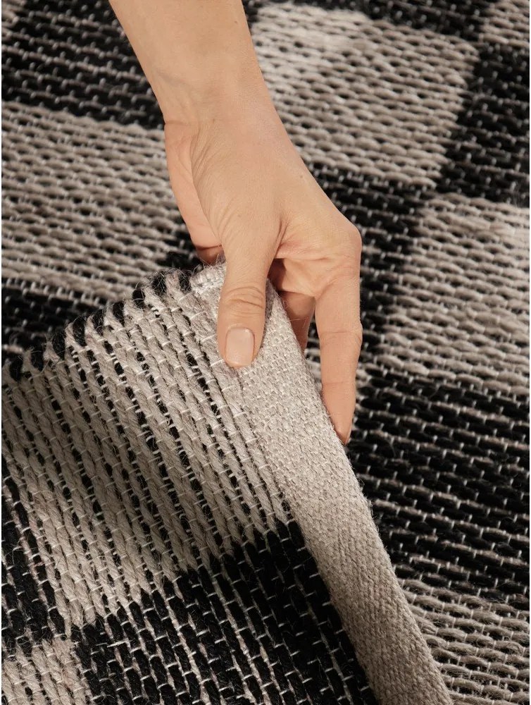 Černý/krémový oboustranný/ručně tkaný běhoun s příměsí juty 80x200 cm Rex – Hanse Home