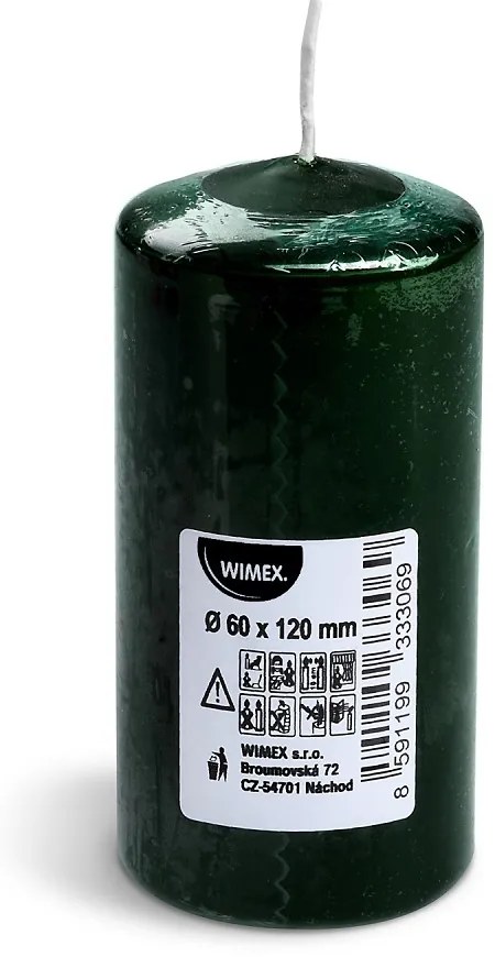 Wimex 33306 - válcová svíčka 60 × 120 mm, tmavě zelená