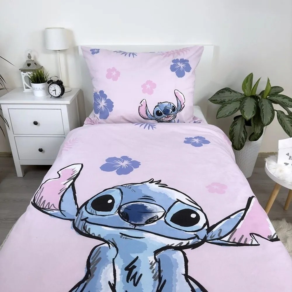 Jerry Fabrics Povlečení Lilo a Stitch Pink - Lilo a Stitch - růžová | 140 x 200 cm / 70 x 90 cm