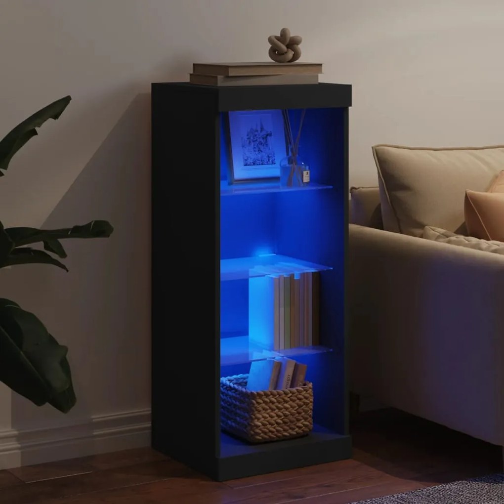 Příborník S Led Osvětlením Černý Černá