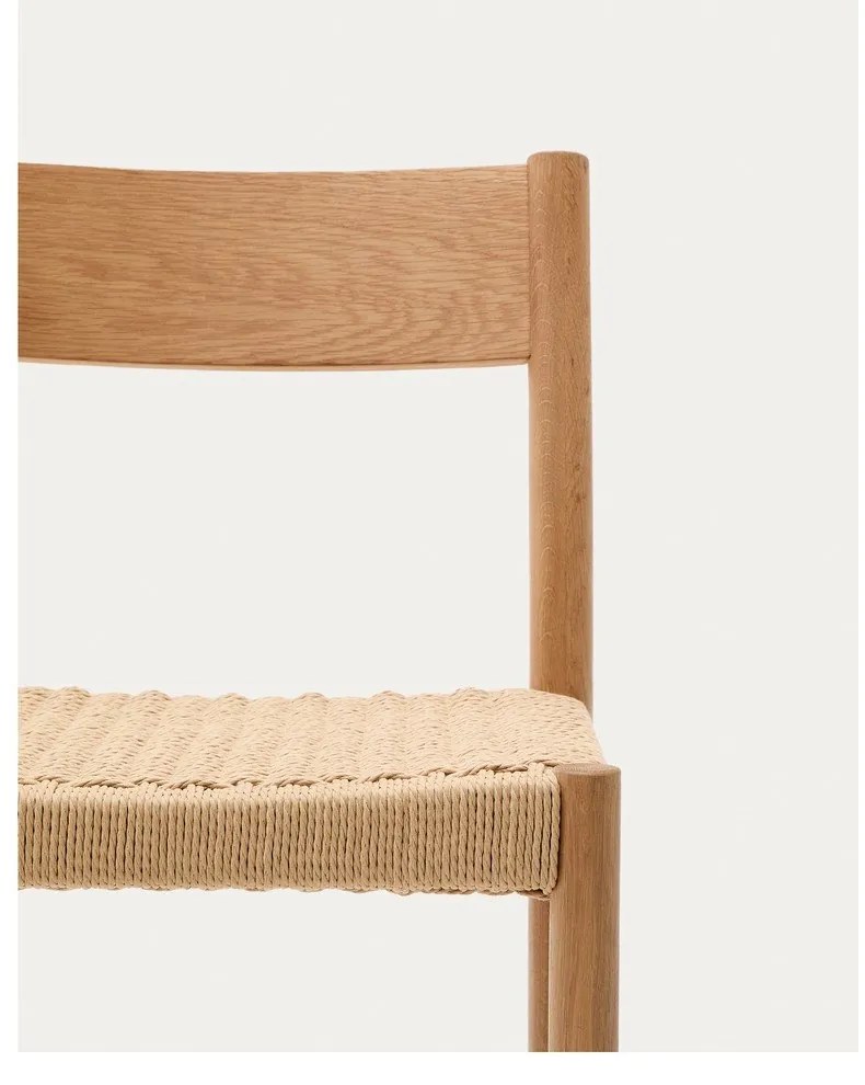 Barová židle z dubového dřeva v přírodní barvě (výška sedáku 65 cm) Yalia – Kave Home