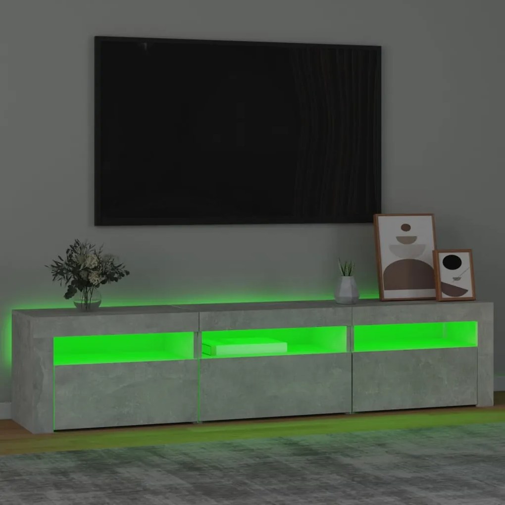 TV skříňka s LED osvětlením betonově šedá 180x35x40 cm 3152757