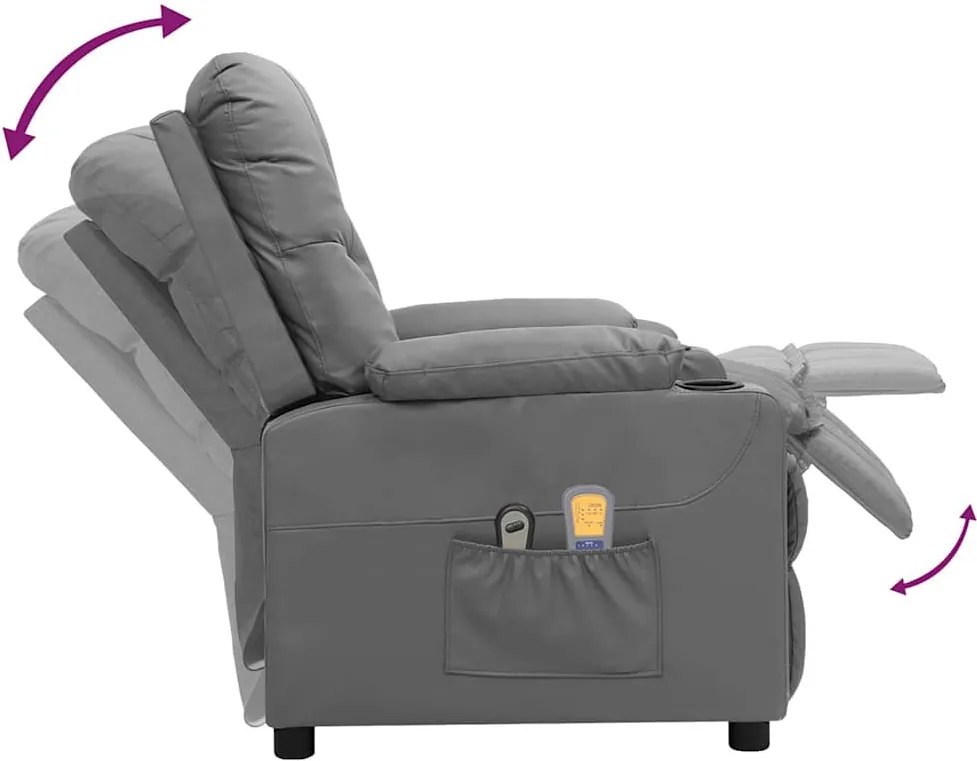 Elektrické masážní křeslo šedé umělá kůže 3098874