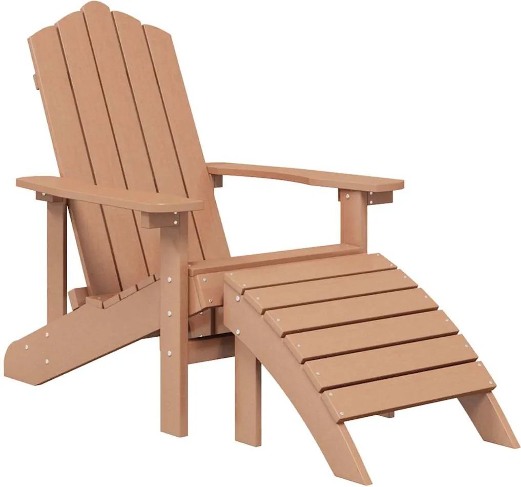 Zahradní křeslo Adirondack s podnožkou a stolkem HDPE hnědé 3095710
