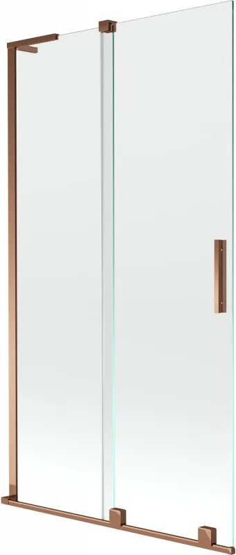 Mexen Velar L, 2-křídlová posuvná vanová zástěna 100 x 150 cm, 8mm čiré sklo, růžové zlato, 896-100-003-01-60