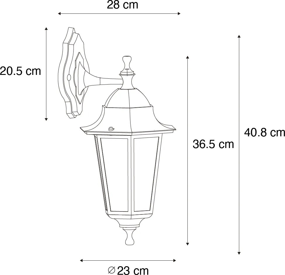 Klasická venkovní nástěnná lucerna tmavě zelená IP44 - New Orleans down