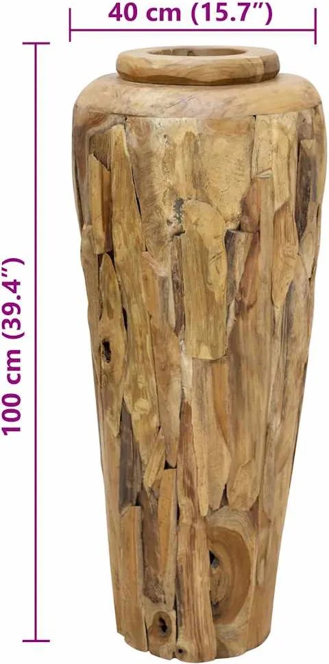 Dekorativní váza 40 x 100 cm masivní teakové dřevo 285209