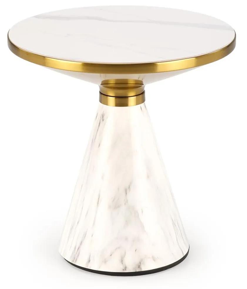 Konferenční stolek Toby (bílý mramor + zlatá). 1092461
