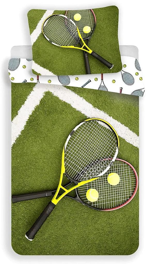 Jerry Fabrics Sportovní povlečení TENIS, fototisk, zelené, bavlna hladká, 140x200cm + 70x90cm