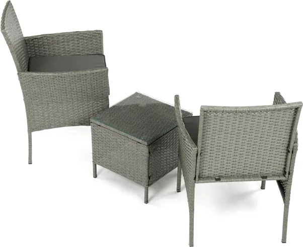 Zahradní set RELAXPOINT 1+2 - šedý polyratan / kovová konstrukce Barva: šedá
