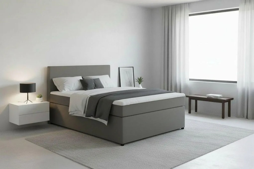 XXXLutz POSTEL BOXSPRING, 140/200 cm, šedá MID.YOU - Jednolůžkové postele - 000044002909